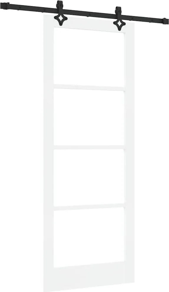 Posuvné dveře Bílá 83 x 211 cm Masivní borové dřevo a sklo 3332280