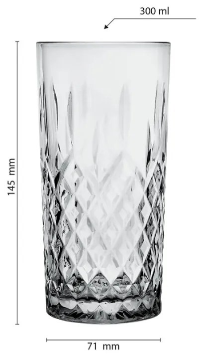 Skleněná nápojová sklenička Water Grey M – 300 ml