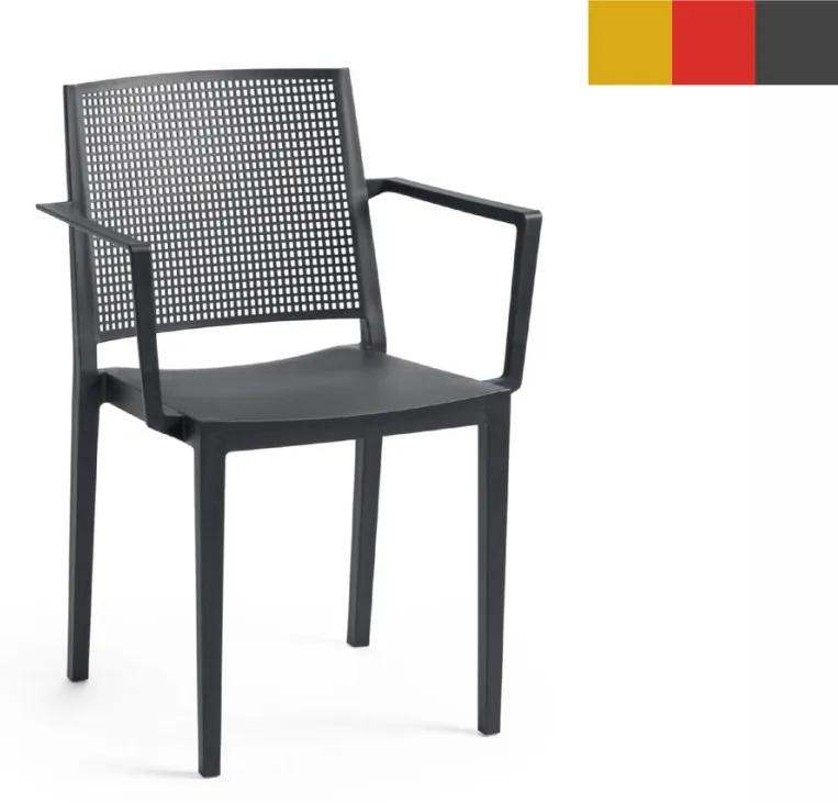 ROJAPLAST Zahradní židle - GRID ARMCHAIR, plastová Barva: antracit