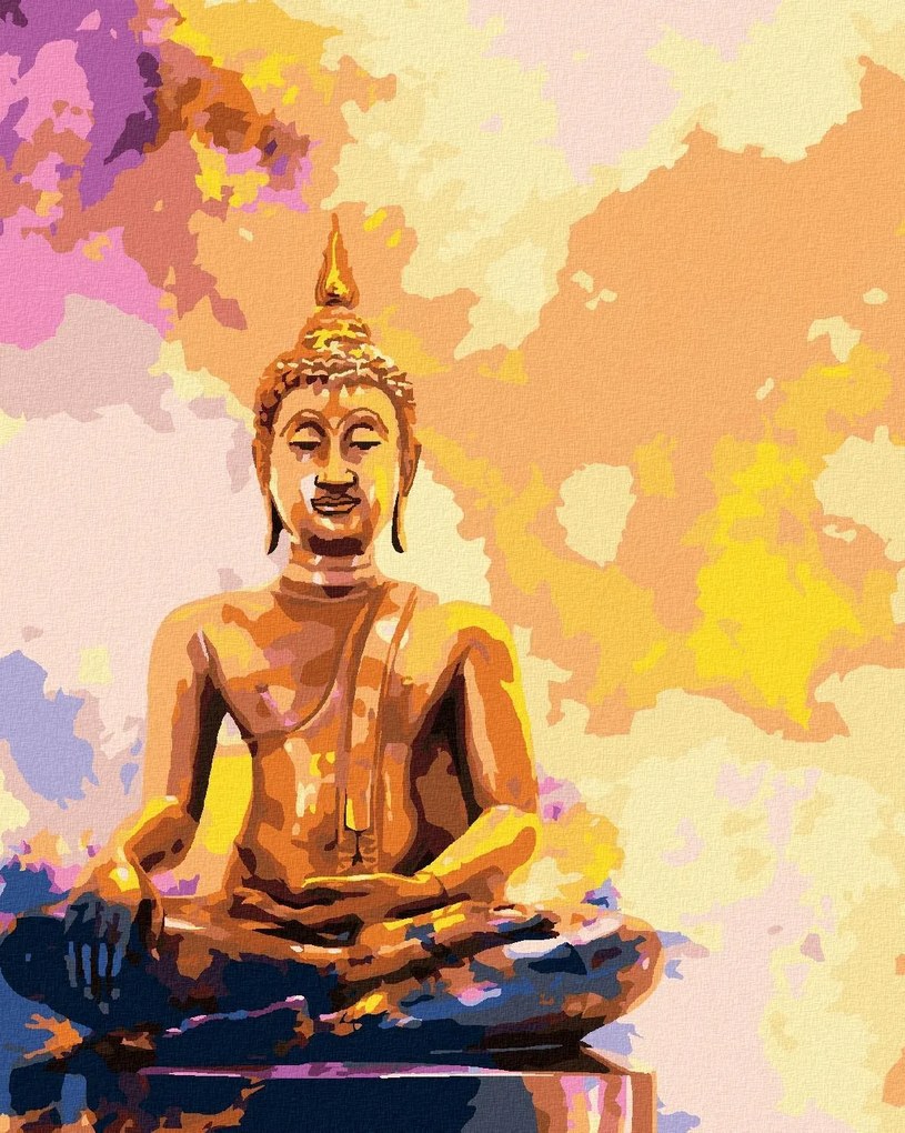 zuty zuty - malování podle čísel - zlatý buddha na barevném pozadí, 80x100 cm, plátno+rám