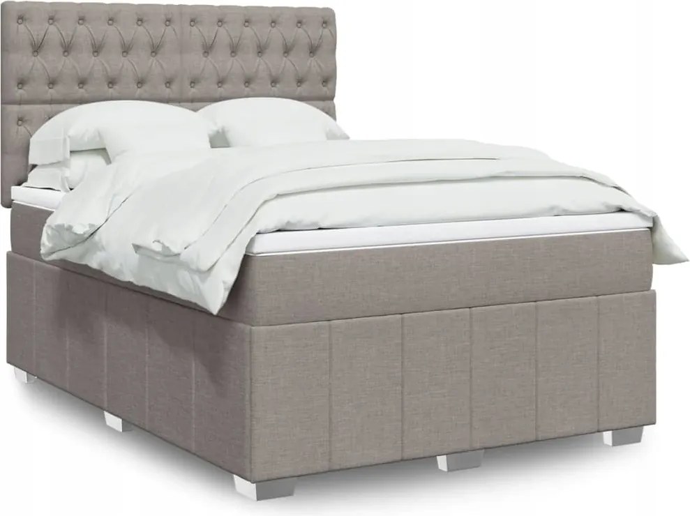 Box Spring Postel S Matrací Textil Taupe Prošívaný design 160 x 200 cm