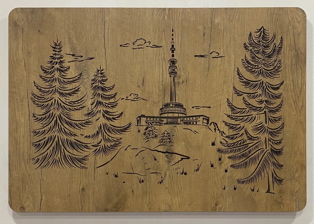 Li-Go "Praděd" světelný obraz s baterií 90x62cm varianta ovládání: ovládání na obraze včetně dálkového ovladače, provedení povrchu: dub