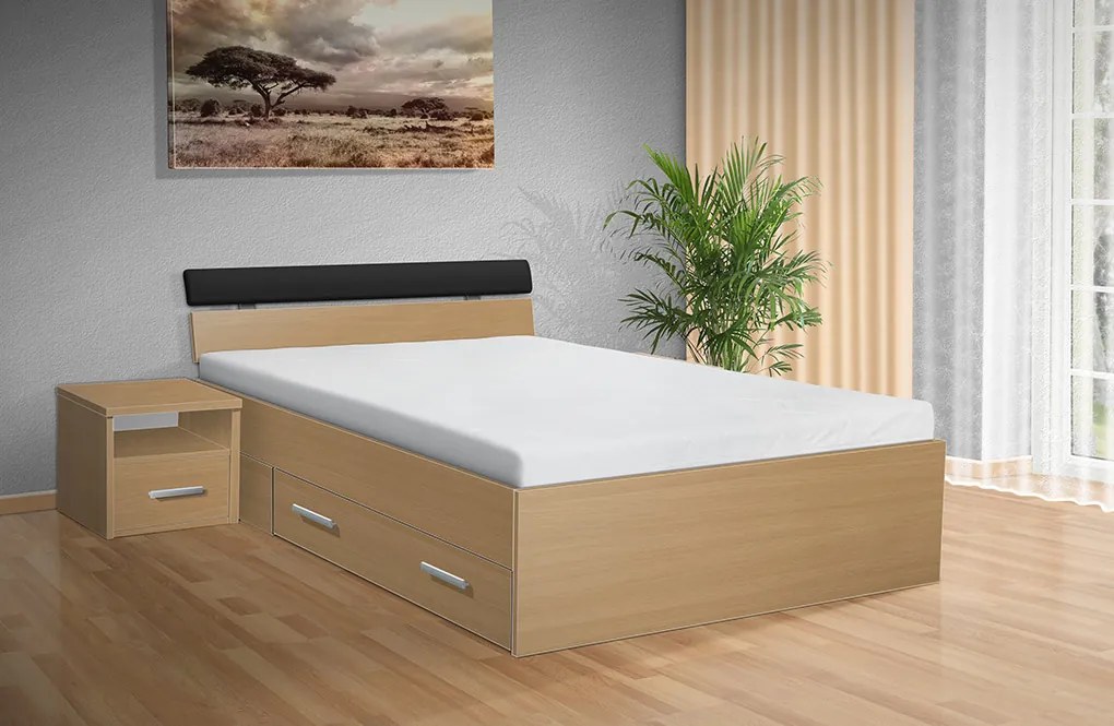 Nabytekmorava postel s úložným prostorem RAMI - M 180x200 cm barva lamina: Buk 381,bez matrace