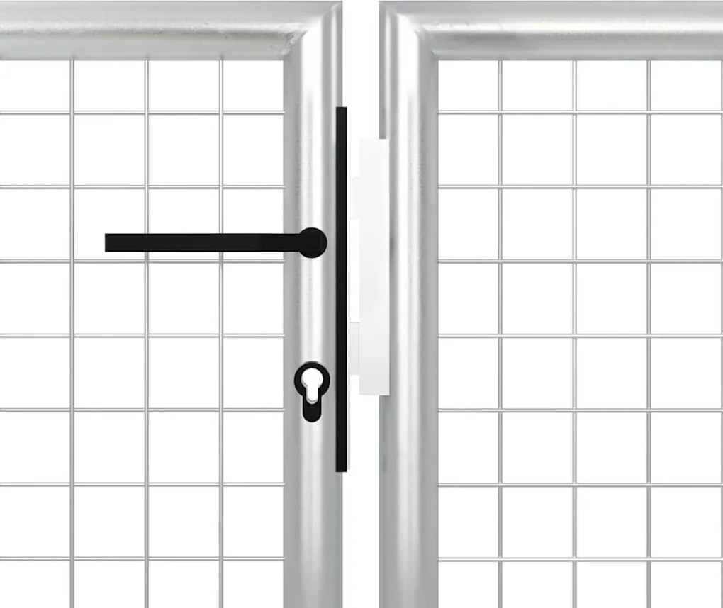 Zahradní plotová brána ocel 350 x 150 cm stříbrná 144343