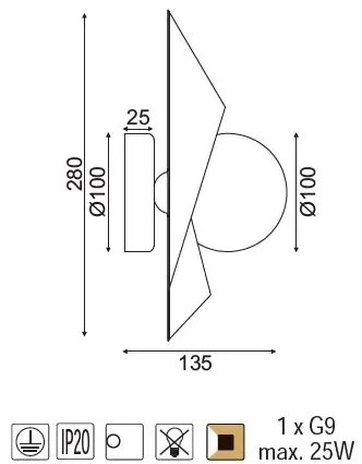 ACA DECOR Nástěnné svítidlo POLYGON max. 25W/G9/230V/IP20