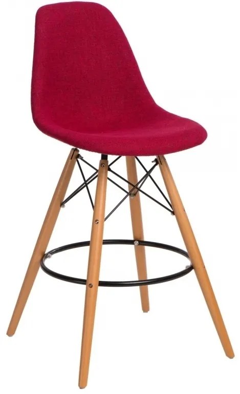Designová barová židle DSW čalouněná, červená/šedá