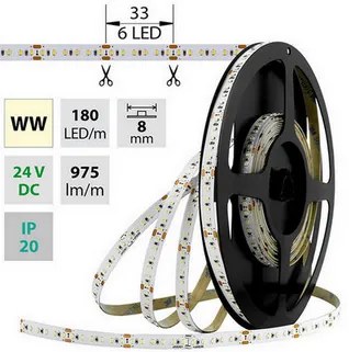 LED pásek McLED 24V teplá bílá š=8mm IP20 12W/m 180LED/m SMD2216 ML-126.733.60.0