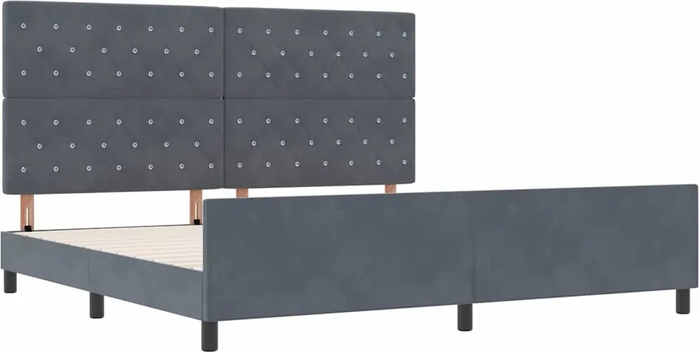 Postel s boxspringem s čelo Tmavě šedá 200 x 200 cm samet 3344898