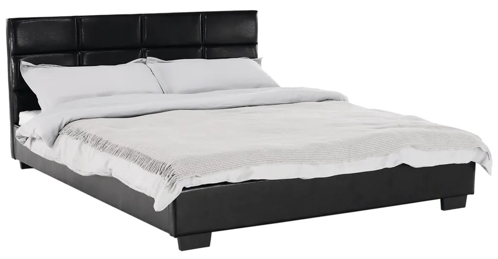 Tempo Kondela, s.r.o. Manželská postel s roštem 160x200cm MIKEL, černá textilní kůže