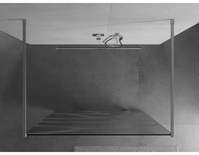 Mexen Kioto, sprchová zástěna Walk-In 100 x 200 cm, 8mm čiré sklo bílý vzor, broušená ocel profil, 800-100-002-97-97