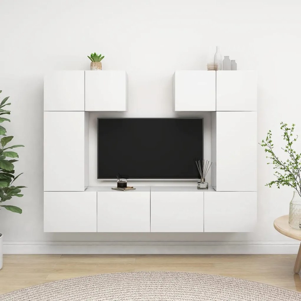 6dílný set TV skříněk bílý kompozitní dřevo 3078698