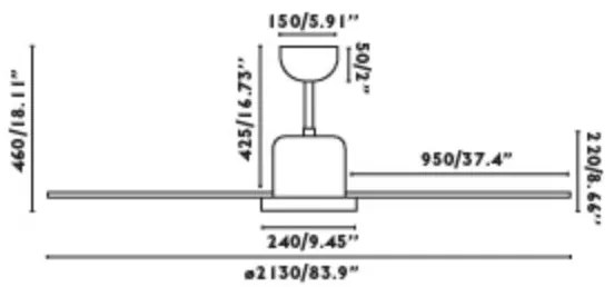 FARO 33465A-Stropní ventilátor ANDROS XL matný chrom pr. 213 cm+dálkové ovládání