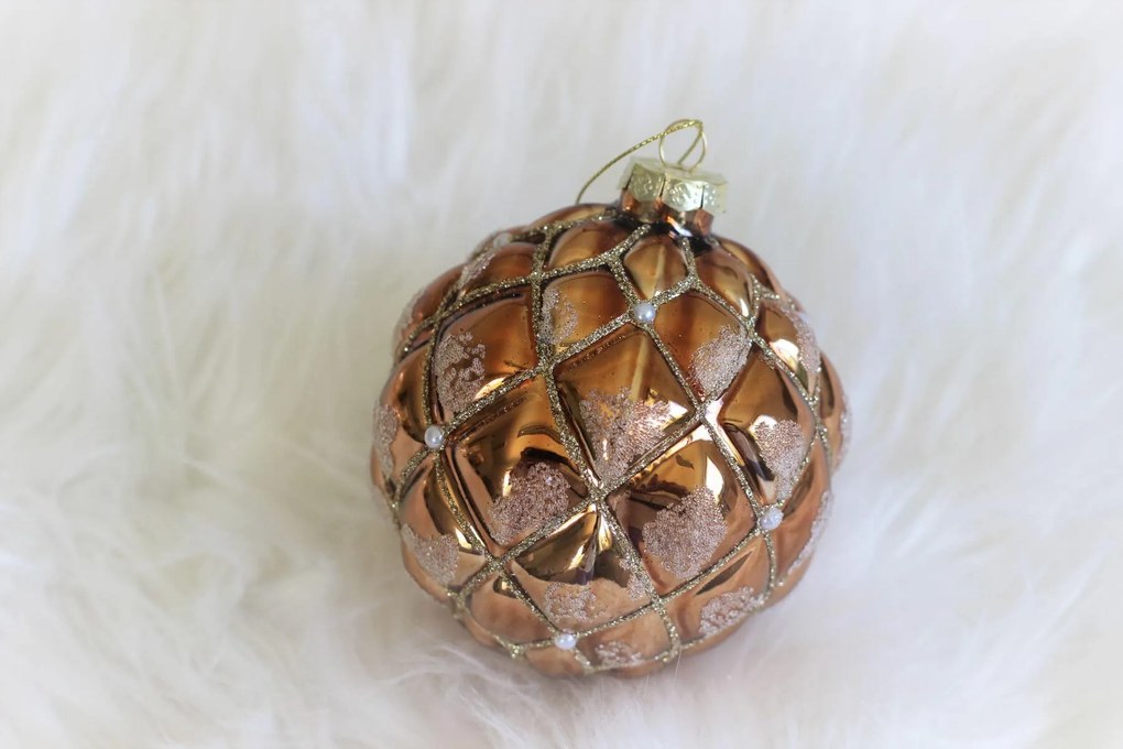 Zlato hnědé luxusní vánoční koule 3ks 10cm