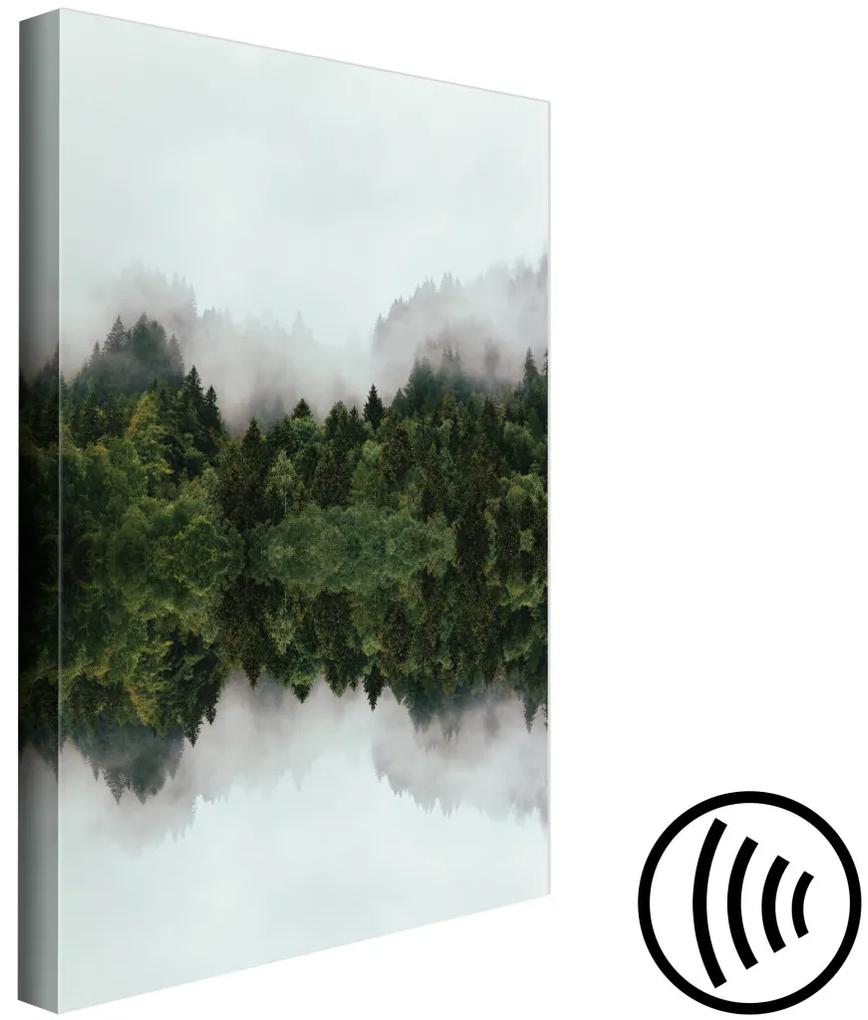 Obraz Krajina u vody (1-dílný) - mlha a stromy v lesní krajině