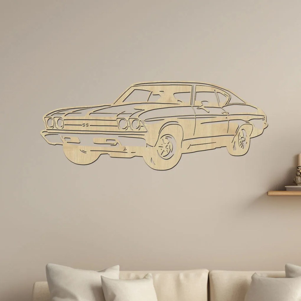 dřevo života Dřevěný obraz Chevrolet Chevelle SS F235 Rozměry (cm): 80x32, Zvolte barvu dekoru: Javor