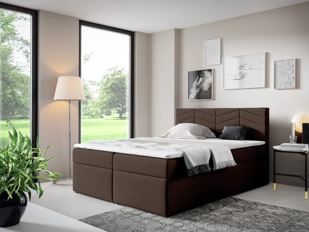 Eka Kontinentální čalouněná postel ANNA - Trinity (140x200 cm) Barva látky Trinity: Světle zelená (Trinity 2321)