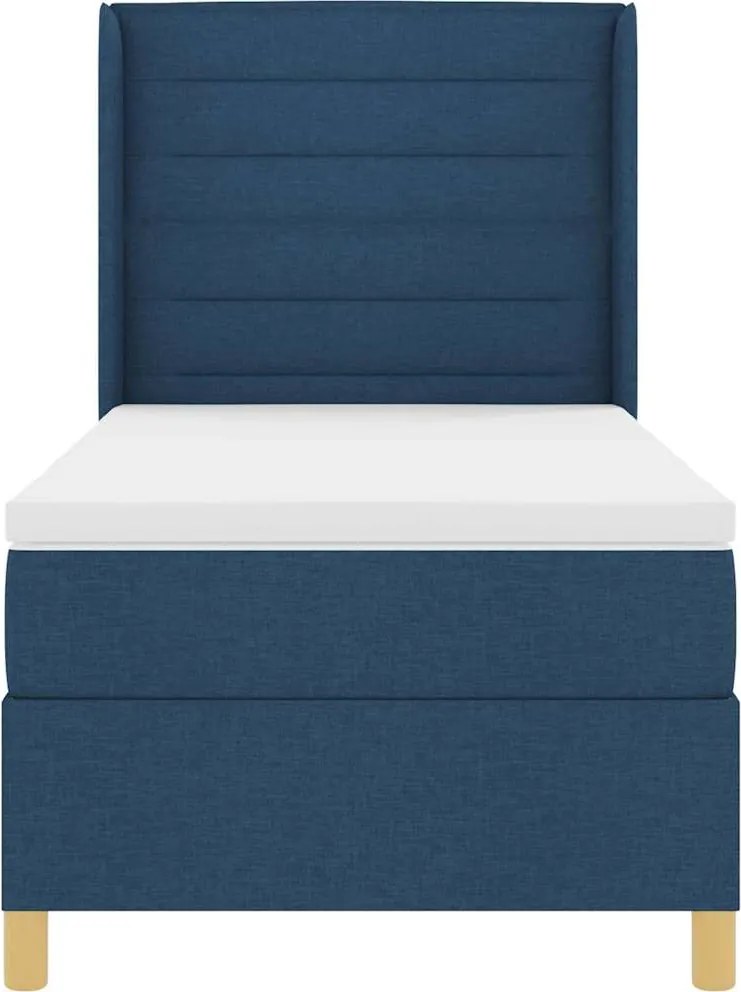 Postel s boxspringem s matrací s čelo Modrá 90 x 200 cm textil 3341755