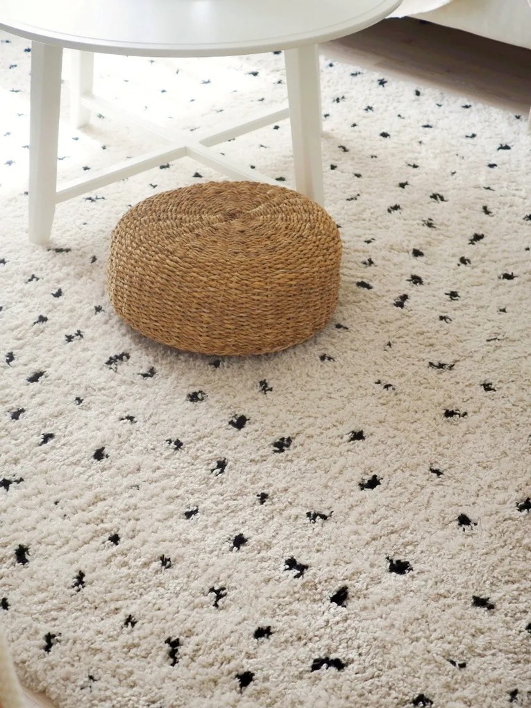 Dywany Łuszczów, Kusový koberec Berber Syla B752 dots cream, 140x190, bílá, kancelář