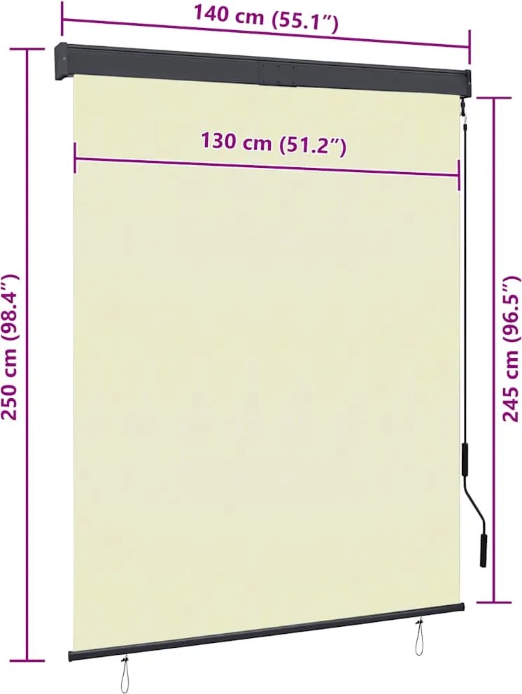 vidaXL Marketos Venkovní roleta 140 x 250 cm krémová
