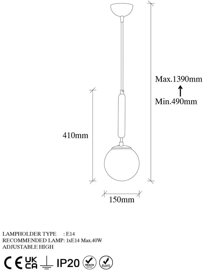 Závěsné svítidlo ve zlaté barvě se skleněným stínidlem ø 15 cm King – Opviq lights