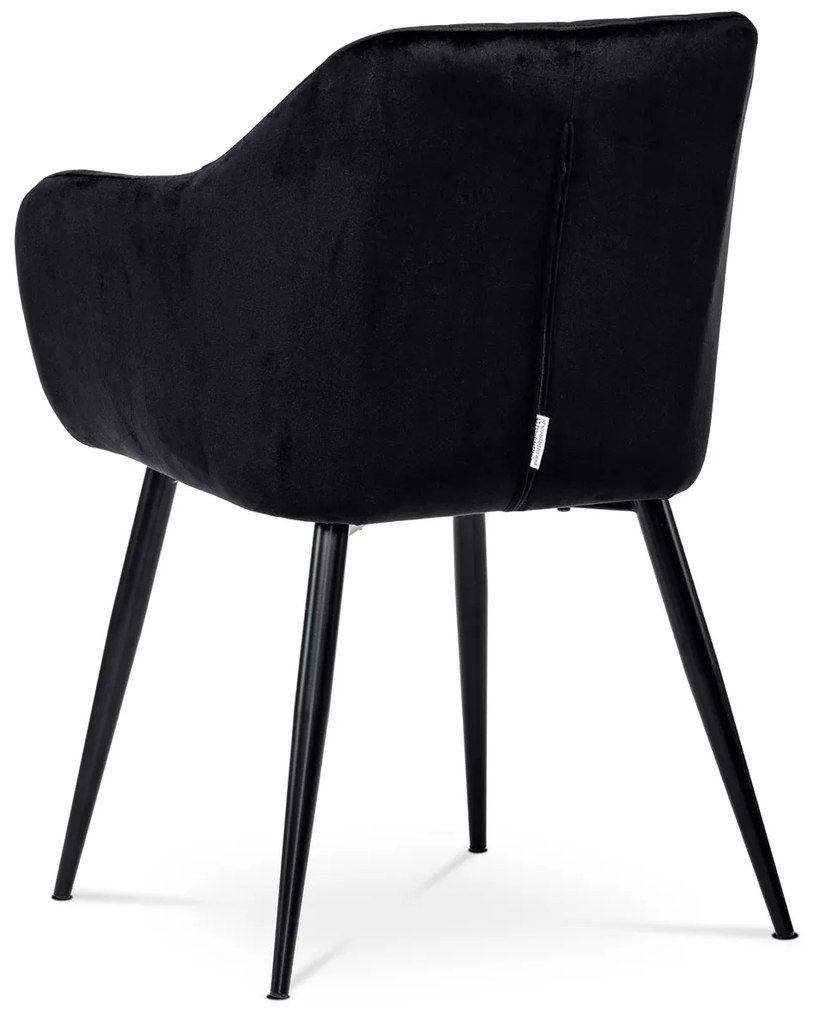 AUTRONIC Jídelní židle, potah černá matná sametová látka, kovové nohy, černý matný lak