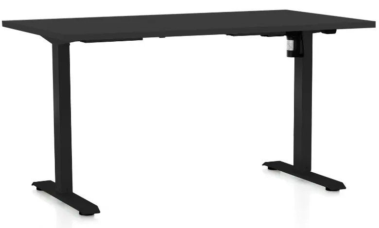 Výškově nastavitelný stůl OfficeTech A, 120 x 80 cm, černá podnož, černá