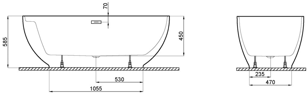 Polimat Akrylátová volně stojící vana Kivi 165x80 Rozměry (cm): 165x75, Barva vany: Bílá / růžová lesk