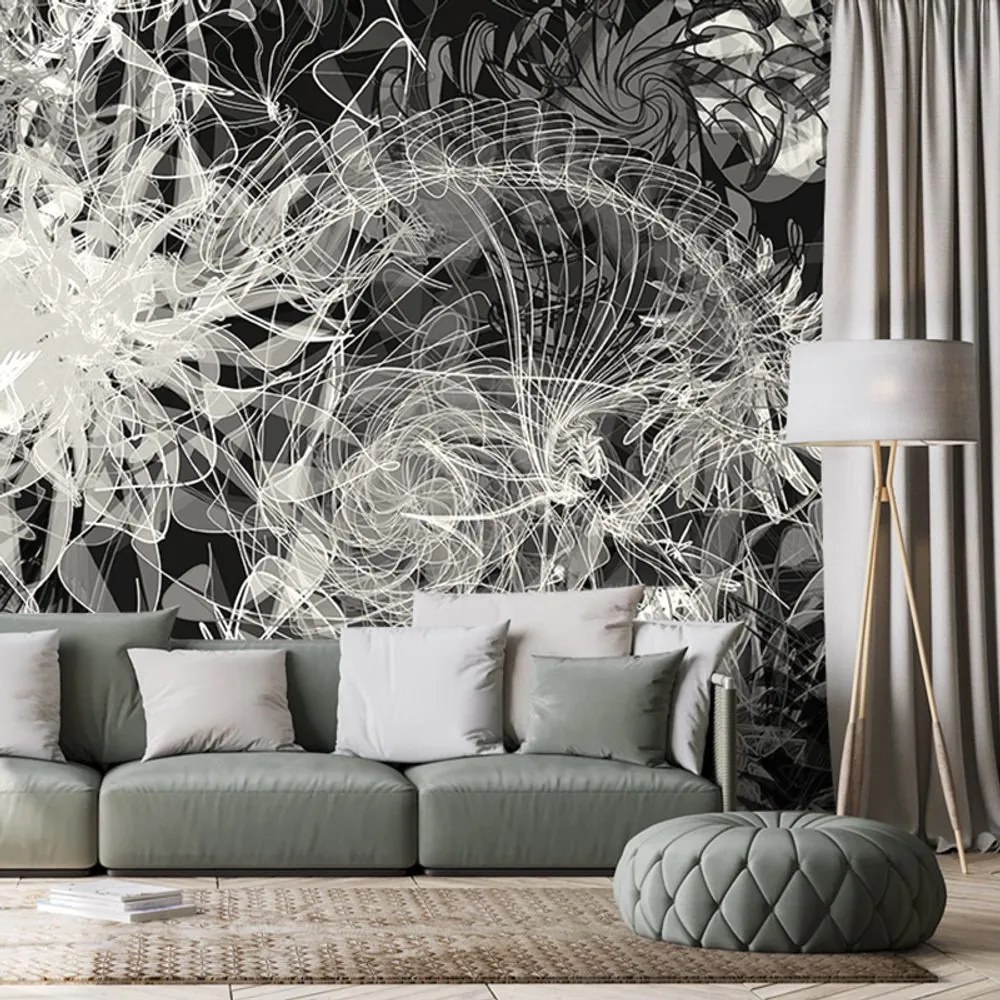 Tapeta černobílé umění abstrakce - 150x100 cm