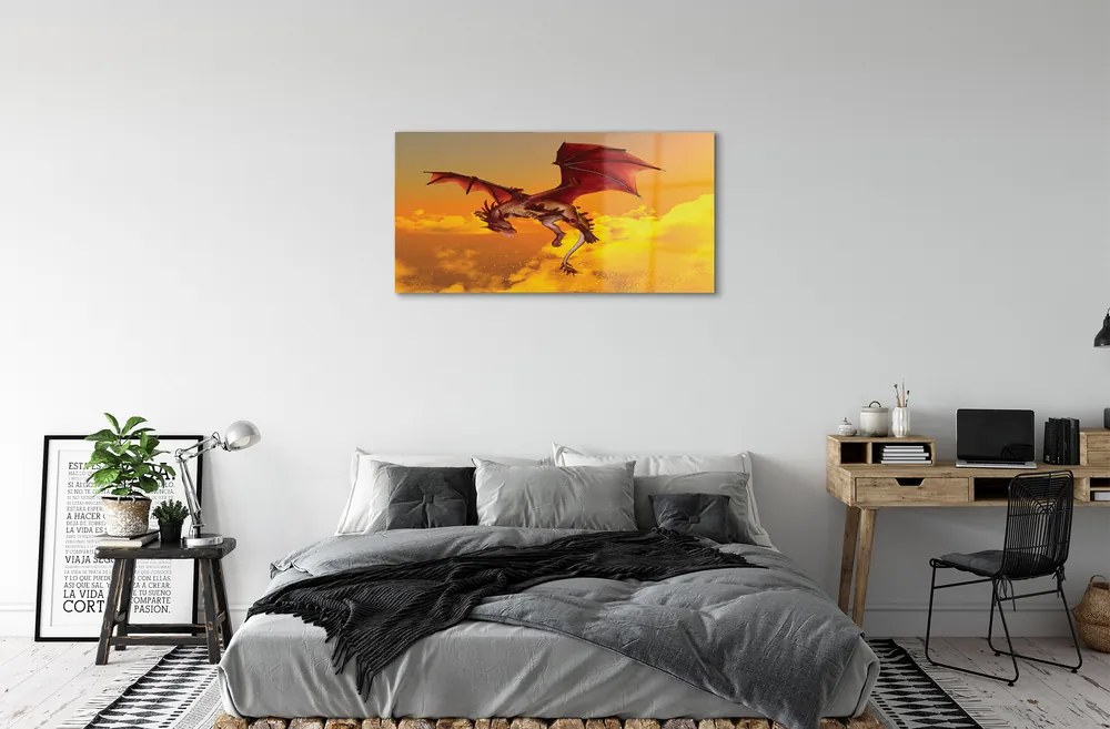 akrylový obraz Zataženo oblohy drak 100x50 cm