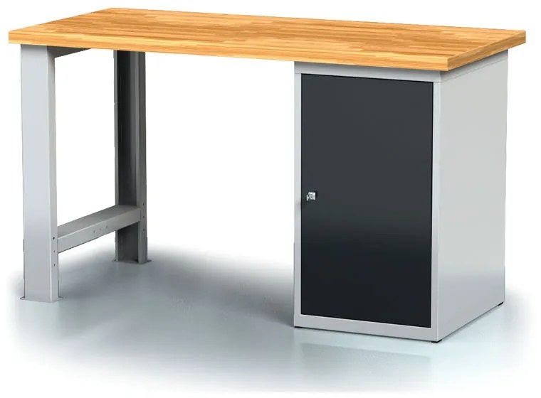 Alfa 3 Dílenský pracovní stůl MECHANIC I, pevná noha + dílenská skříňka na nářadí, 1500 x 700 x 880 mm