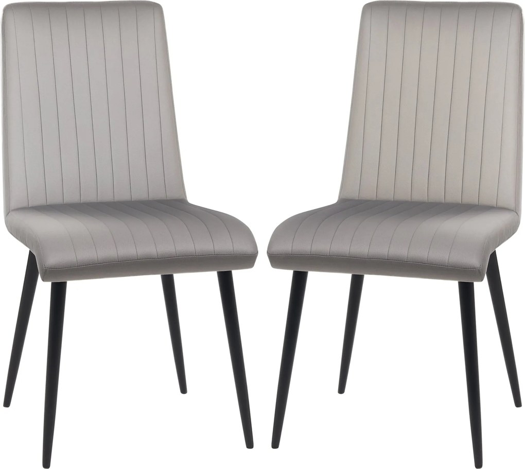 HOMCOM 2 ks Čalouněné jídelní židle s velurovým efektem, kuchyňské židle se ocelovými nohami a úsporným designem, 43x58x90 cm, šedé a černé | Aosom