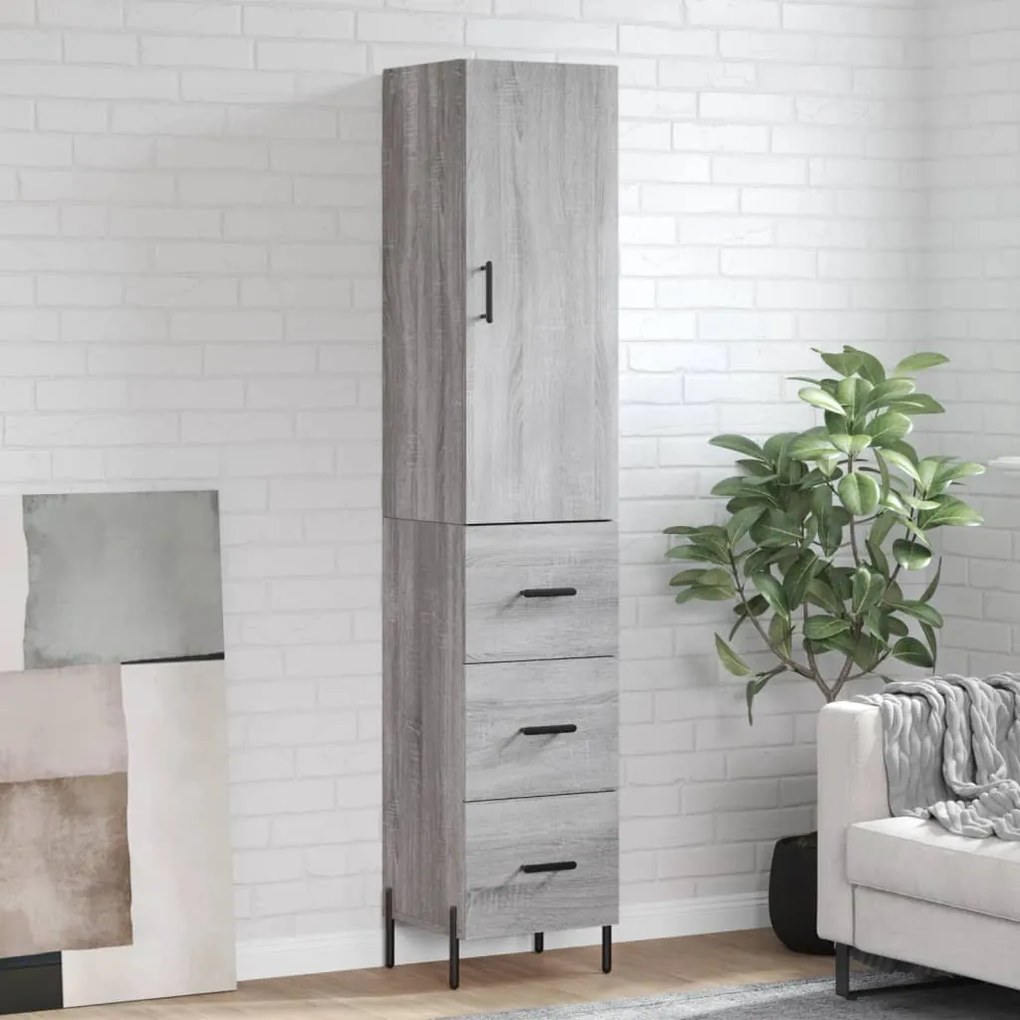 Skříň highboard šedá sonoma 34,5 x 34 x 180 cm kompozitní dřevo