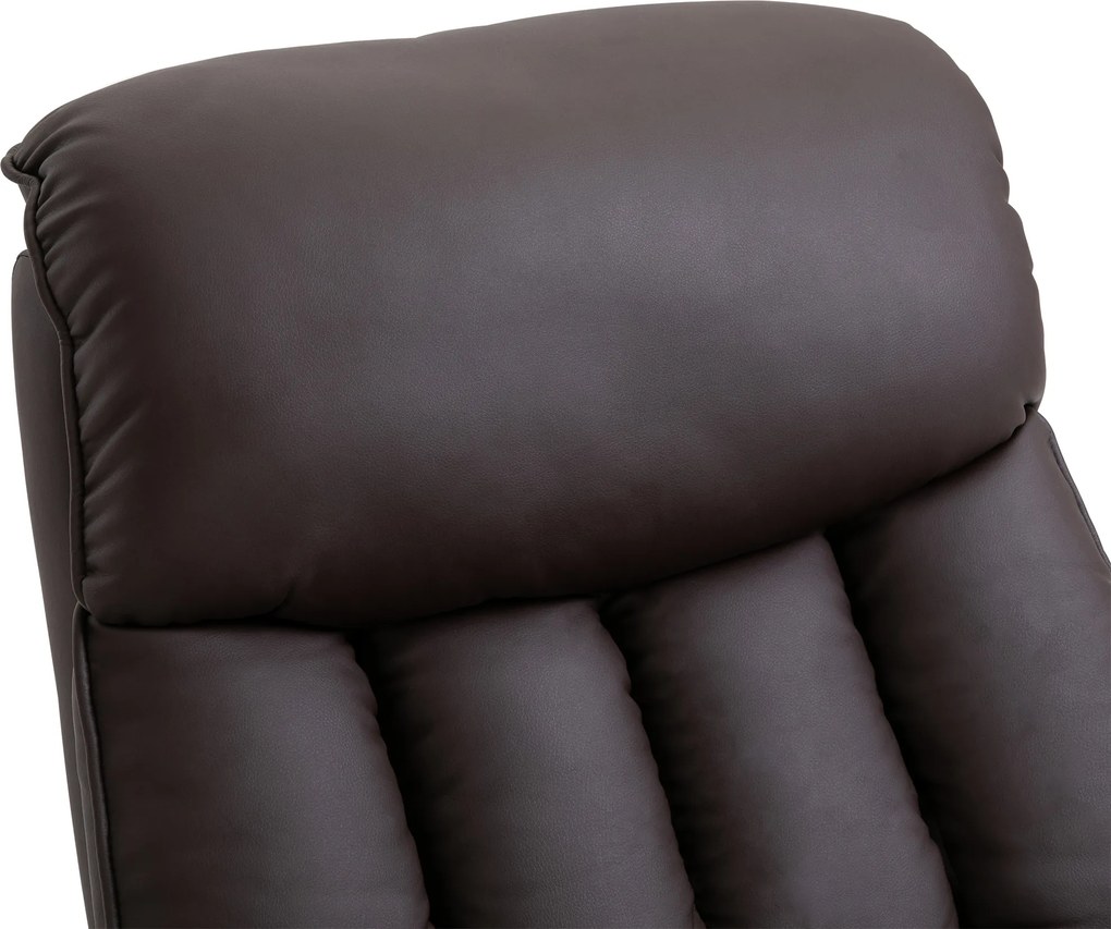 HOMCOM elektrické křeslo se stojanem TV křeslo se stojanem, polohovací s funkcí sklápění, imitace kůže, hnědá, 80 x 94 x 104 cm| Aosom