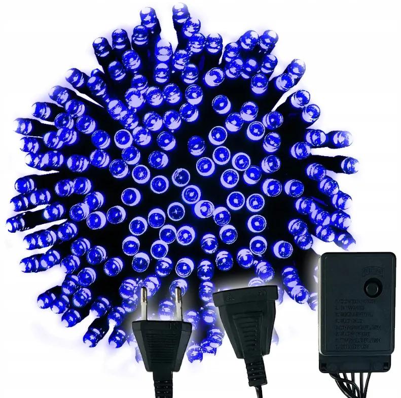 BERGE LED vánoční řetěz - 100LED - 10M - IP20 - 8 funkcí - modré