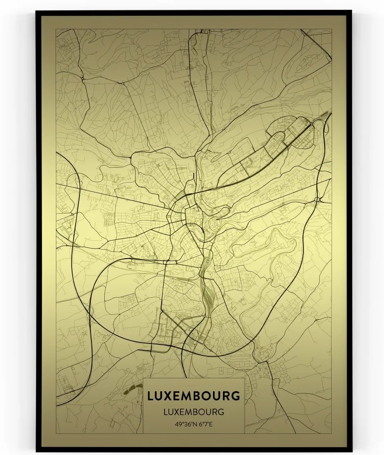 Plakát / Obraz Mapa Luxembourg Pololesklý saténový papír 210 g/m² A4 - 21 x 29,7 cm