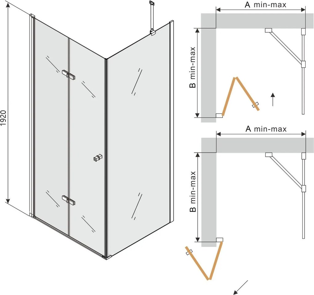 Sprchový kout MEXEN LIMA - 90x70 cm