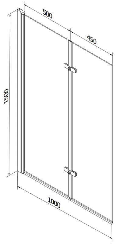 Mexen Cubik obdélníková vana 150 x 70 cms pláštěm 2-křídlovou zástěnou 100 cm, Průhledné, zlatá - 550315070X9210025000