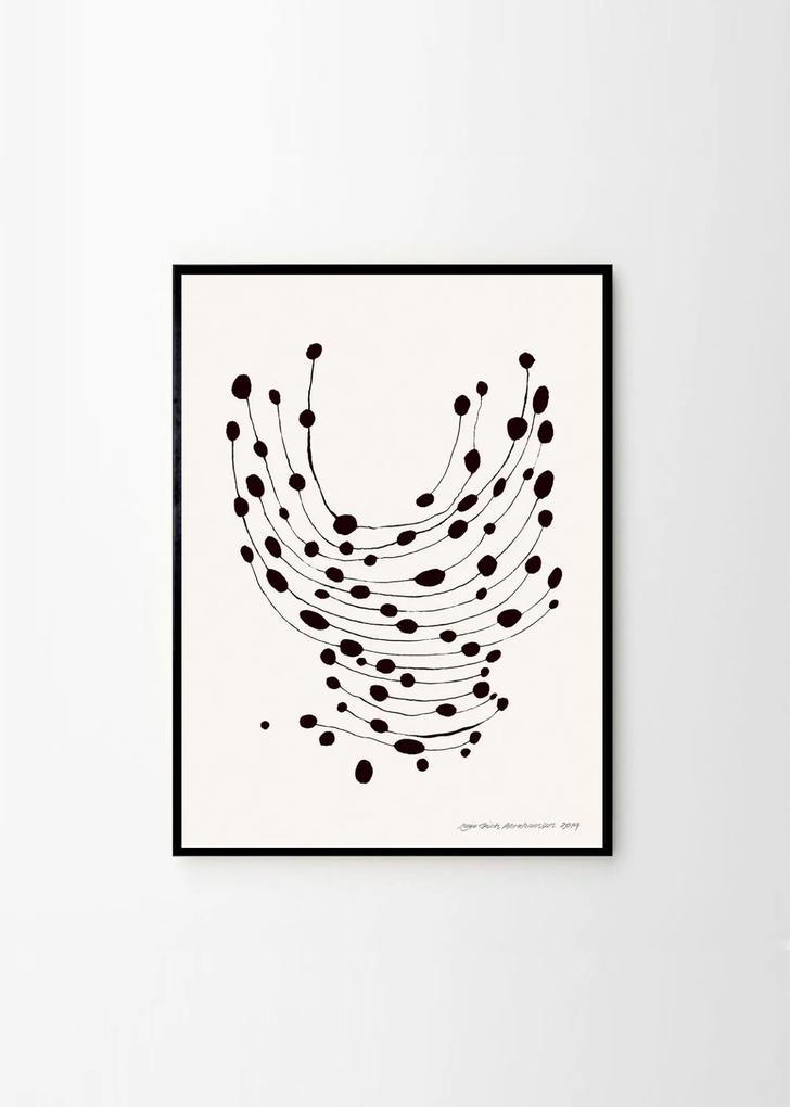 THE POSTER CLUB Autorský plakát Dancing Dots by Leise Dich Abrahamsen A4, černá barva, papír