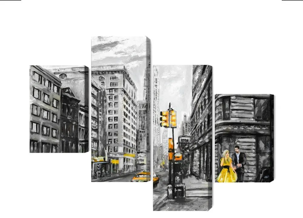 Vícedílný obraz Pohled Na Ulici V New Yorku Nedostatek Nedostatek Přírodní plátno 240x150