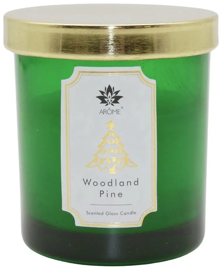 AromeSvíčka v barevném skle s víčkem, Woodland Pine, 125 g