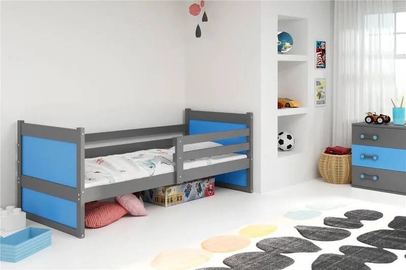 BMS Group Dětská postel Rico 1 bez šuplíku 200x90 grafit/grafit