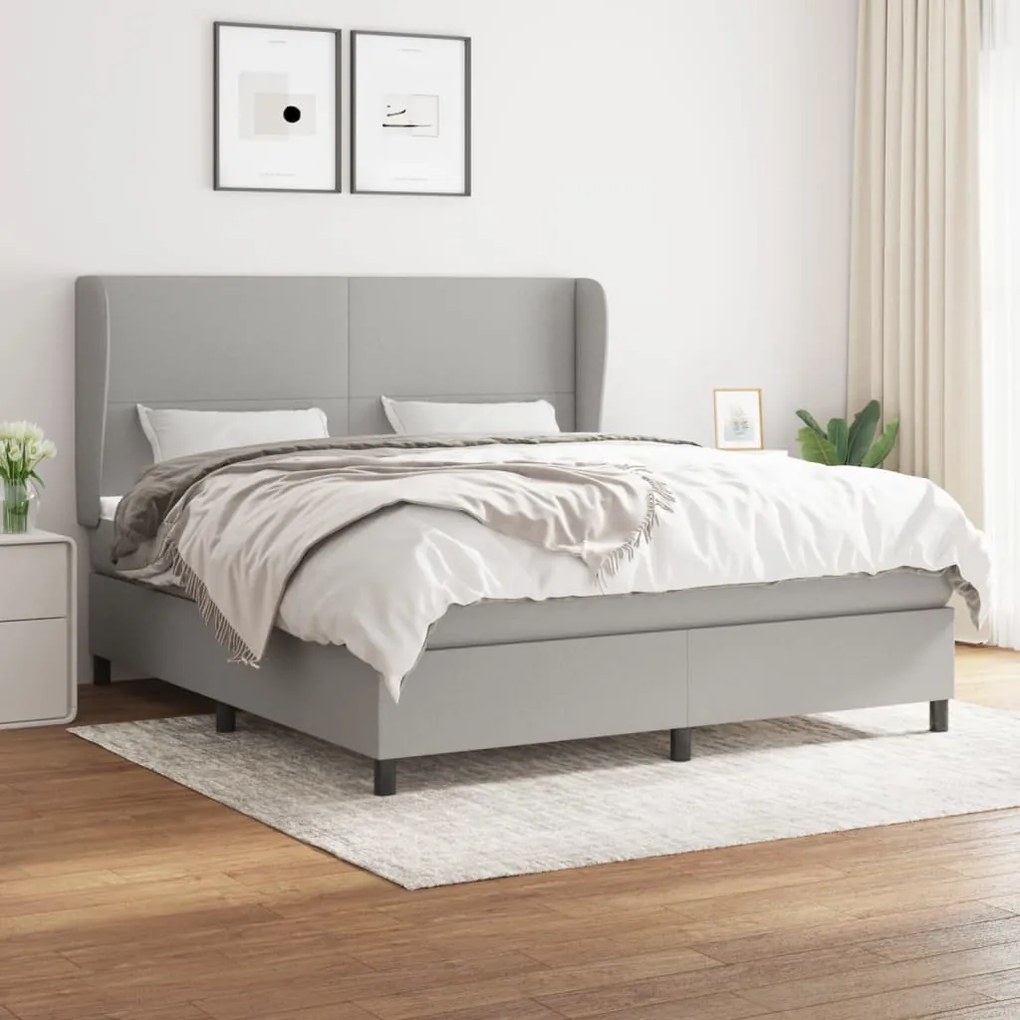Box spring postel s matrací světle šedá 180 x 200 cm textil 3127821