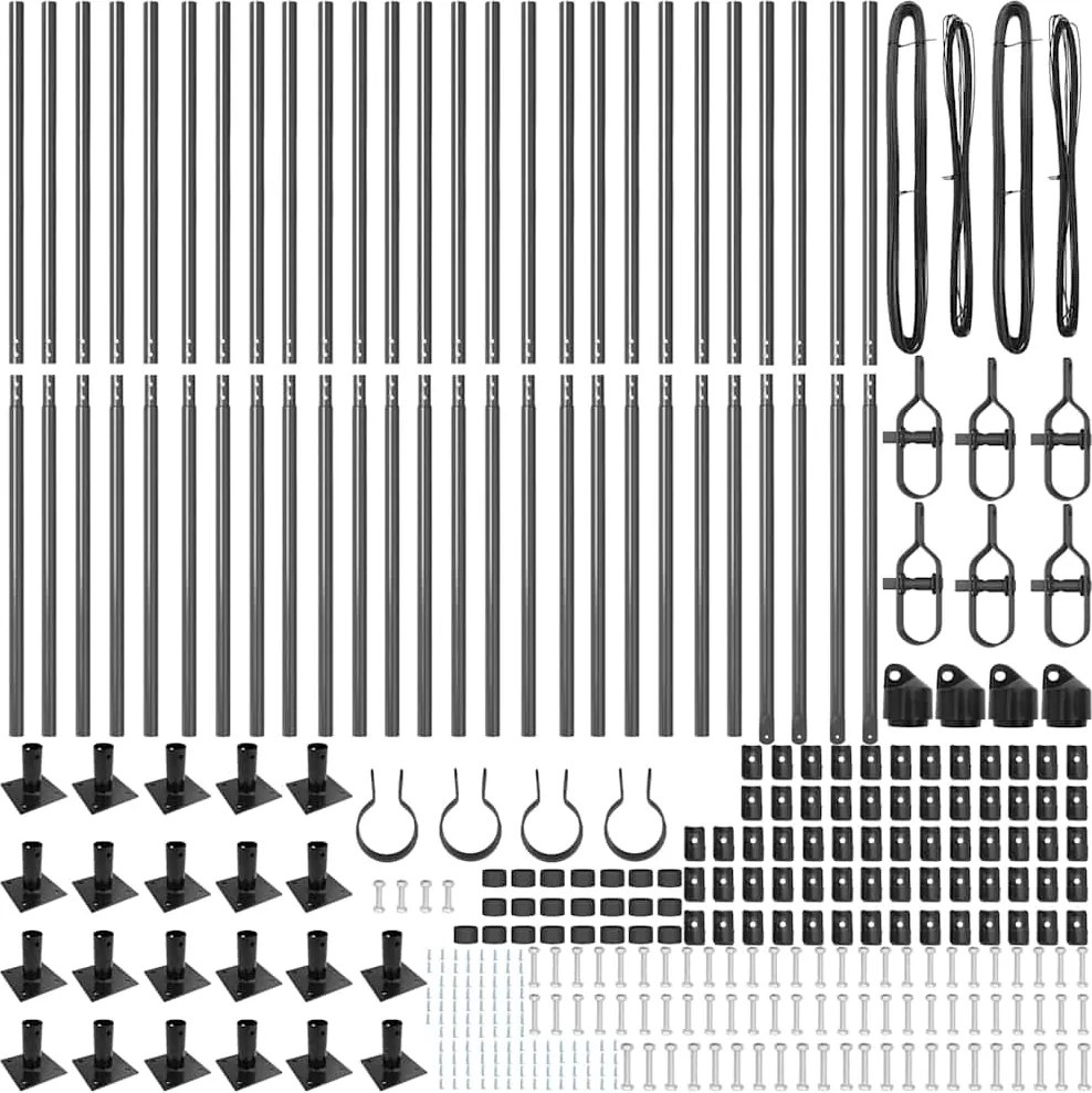 Plotový sloupek s betonovým základem 26 ks Šedá 3350249