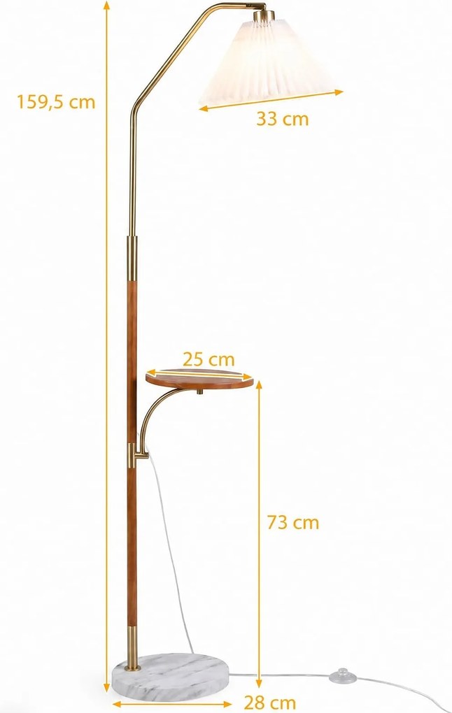 Costway Stojací lampa 160 cm s policí skládaného papírového stínidla