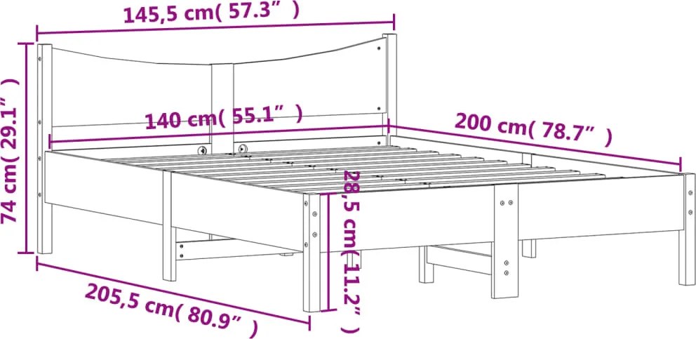 vidaXL Rám postele 140 x 200 cm masivní borovice [844725] Barva: Přírodní