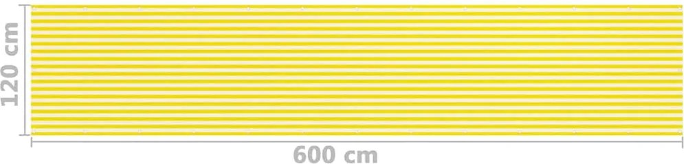 Balkonová zástěna žluto-bílá 120 x 600 cm HDPE 310883