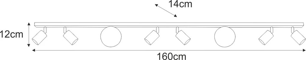Bodovky na strop Kaja SWING K-5494 černá barva 6×GU10/2×G9