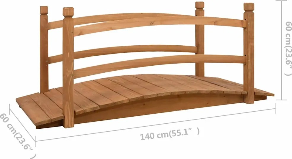 Zahradní můstek 140 x 60 x 60 cm masivní jedle 313890