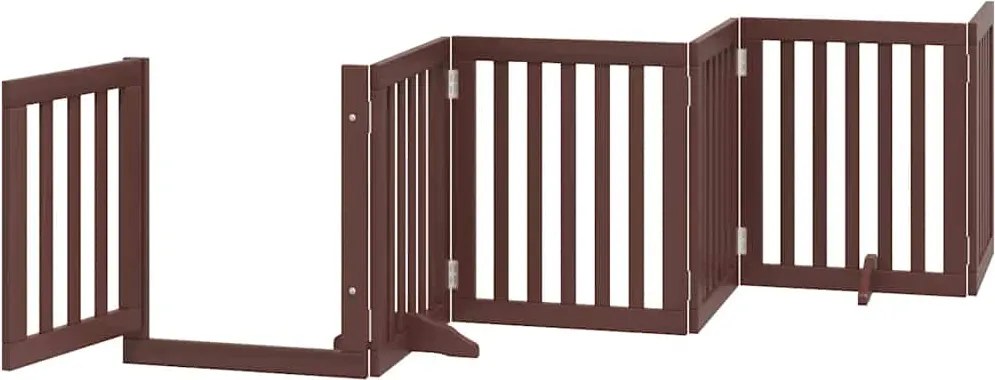 Zábrana pro psy s dvířky skládací 9 panelů hnědá 450 cm topol 3155659