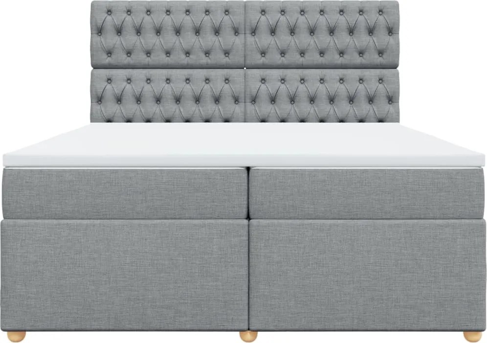 Box spring postel s matrací světle šedá 200 x 200 cm textil 3293694
